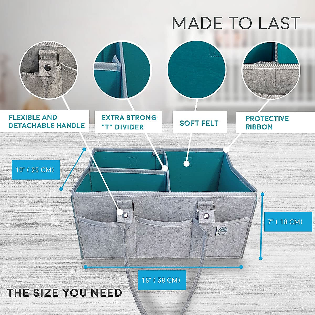 Mauna Baby Diaper Caddy Organizer: Portable Holder Bag for Changing Table and Car, Nursery Essentials Storage Bins