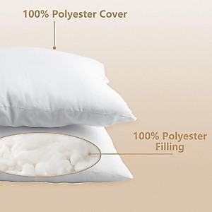 Obruosci Luxury Throw Pillow Inserts, Pack of 6, 18 x 18 inches Hypoallergenic Ultra Soft White Polyester Microfiber Durable Couch Cushion Fillers