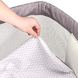 Evenflo Loft Portable Bassinet, for Boys & Girls, Bluetooth Speaker to play-music, soft-nightlight, Mesh Panels, Room-Temperature Monitor, 20-Pound Capacity, Gray Melange, 20.5” W x 4” D x 26.75” H