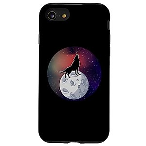 iPhone SE (2020) / 7 / 8 Cosmic Wolf Howling Moon Space Arctic Wolves Watercolor Case