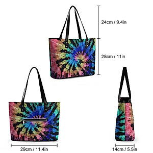Womens Handbag Tie Dye Pattern Leather Tote Bag Top Handle Satchel Bags For Lady