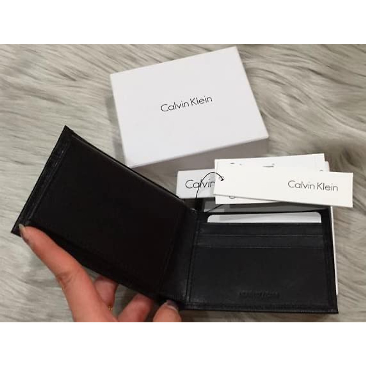 Calvin Klein Men's Genuine Leather Wallet with RFID Protection Black, Black, Standard, American, Black, std, American