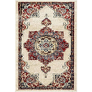 Unique Loom Utopia Collection Traditional Classic Vintage Inspired Area Rug with Warm Hues, 2' 2" x 3' 1" Rectangle, Cream/Blue