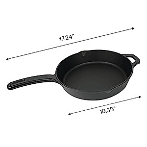 Megamaster 10-inch Round Pre-Seasoned Cast Iron Skillet Pan, Grill Accessory, Camping Cooking Accessory 630-0009P