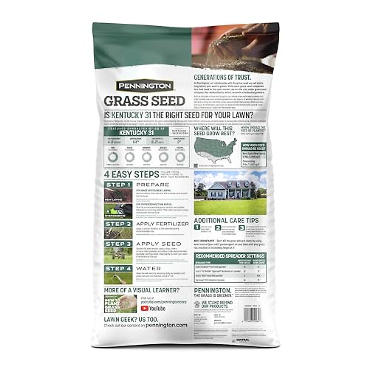 Pennington Kentucky 31 Tall Fescue Penkoted Grass Seed 40 lbs