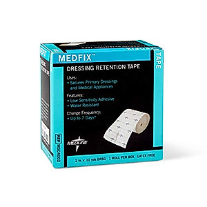 Medline MedFix Dressing Retention Tape with S-Release Liner, Secures Primary Dressings and Medical Appliances, 2" x 11 yd