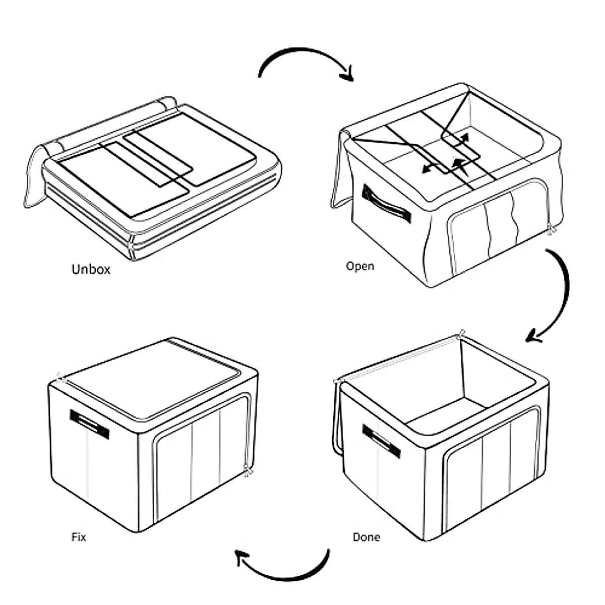 Furnhome Clothes Storage Organizer Bins Containers , Foldable Stackable Storage Bins-Oxford Cloth Steel Frame Storage Box for Clothing Storage with Foldable Clear Window & Reinforced Handles (Navy Dots, 66L, 3PCS)…
