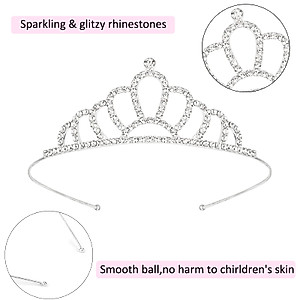 CURASA 2 Pieces Silver Crystal Princess Crown Tiara for Kids Tiaras and Crowns for Women Princess Crowns for Little Girls Elegant Tiara Headband for Birthday, Prom and Photograph