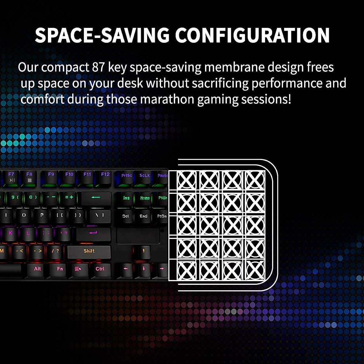 STOGA Mechanical Gaming Keyboard, Anti Ghosting USB Wired Gaming Keyboard with 87 Keys, Alloy Base, 10 Kinds of Backlight Modes LED Backlit