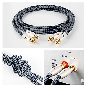 Impeto RCA Cable 2RCA to 2RCA Stereo Audio Cable 24K Gold Plated Connector,2Male to 2Male RCA Cord for Home Theater, HDTV, Amplifiers, Hi-Fi Systems(4.9FT)