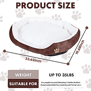 Barelove Round Dog Cat Beds Mattress Washable Pads Room, Soft Durable Plush Faux Fur Sleeping Pet Fleece Bed Mat for Small Doggy Kitten Puppy, with Anti-Slip Waterproof Bottom (Coffee)