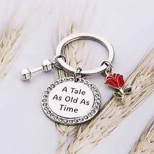 A Tale As Old As Time Jewelry Beauty and The Beast Keychain Beauty And The Beast Fans Gift Movie Inspired Gifts (A Tale As Old KS)