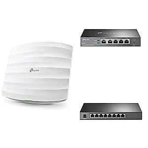 TP-Link Entry-Level Omada SDN Bundle - Including VPN Router ER605, Access Point EAP225 V3 and PoE Switch TL-SG2008P, Cloud Access & Omada App, Limited