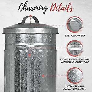 Autumn Alley Farmhouse Galvanized Metal Free Standing Toilet Paper Holder Organizer Stand Canister with Lid – Fits 3 Mega Rolls, Rustic Behind/Beside Toilet Storage Stand