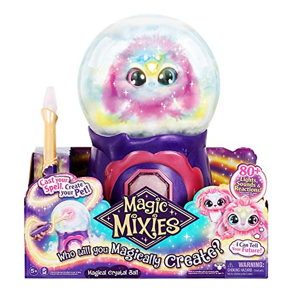 Magic Mixies Magical Misting Crystal Ball with Interactive 8 inch Pink Plush Toy and 80+ Sounds and Reactions