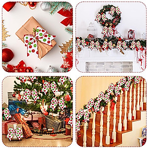 DIYDEC 12pcs Christmas Bows Decoration 6.3 Inch Large Christmas Wreath Bows Red Green Xmas Tree Bows Christmas Glitter Dot Bows Ribbons Ornaments for Garland Wedding Home Holiday Party