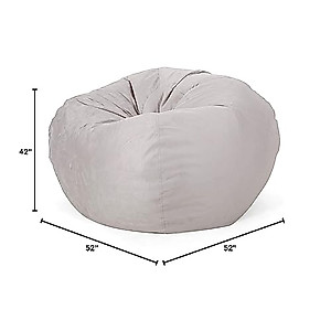 Christopher Knight Home Harrison Modern 5 Foot Microfiber Bean Bag Cover Only, Light Gray, Large