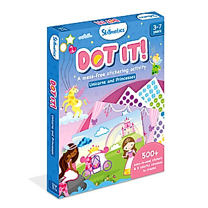Skillmatics Art Activity - Dot It Unicorns & Princesses, No Mess Sticker Art for Kids, Craft Kits, DIY Activity, Gifts for Boys & Girls Ages 3, 4, 5, 6, 7, Travel Toys