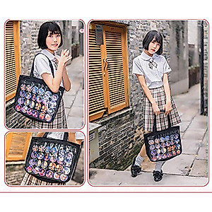 Ita Tote Bag Clear Window for Pins Ita Shoulder Bag Handbag Anime School Bag DIY, Cosplay, Comic Con, Black