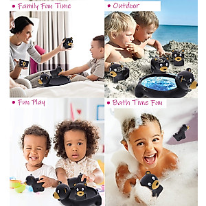 Dollibu Black Bear Family Animal Bath Squirters 4 Piece Bath Toy Set, Children Bath Toys for Bathtime & Water Fun, Girls & Boys Floating Cute Animal Rubber Squirt Toys, Pool Toys for Kids - Black Bear