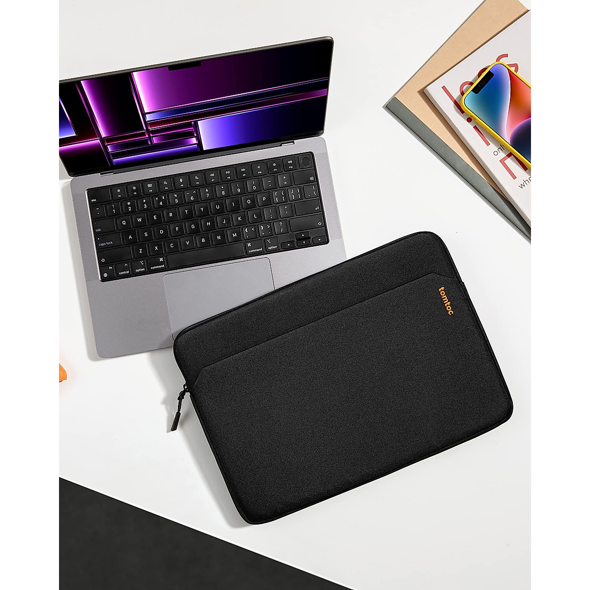 tomtoc Slim Laptop Sleeve for 14-inch MacBook Pro M4/M3/M2/M1 Pro/Max 2024-2021, Water-Resistant Protective Case for 13.8 Inch Surface Laptop AI PC, Accessory Bag
