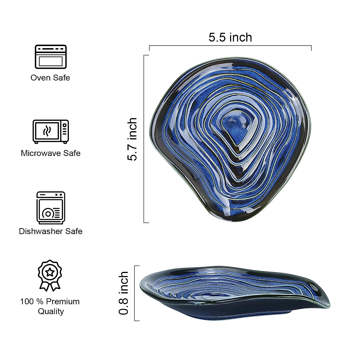 3 Pack Spoon Rest for Stove Top, 5.7” Ceramic Spoon Holder for Stove, Heat-Resistant Spoon Rest for Kitchen Counter Spoons Spatulas Ladles (Blue Khaki White)