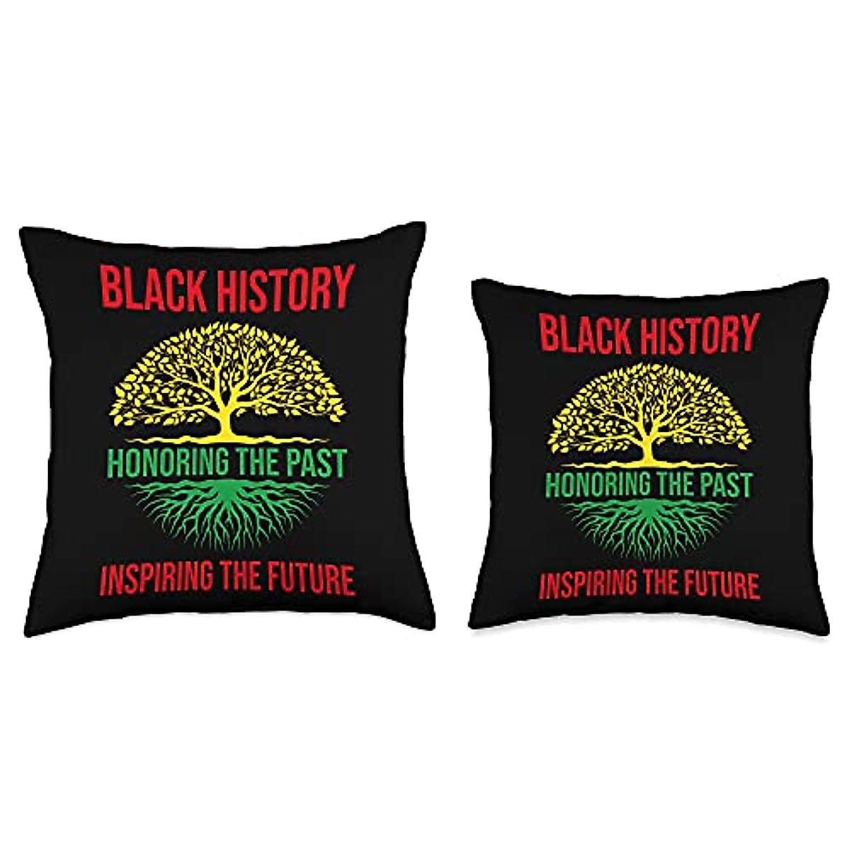 African Roots Pride Black History Month Honoring The Past Inspiring The Future BHM Black History Throw Pillow, 18x18, Multicolor