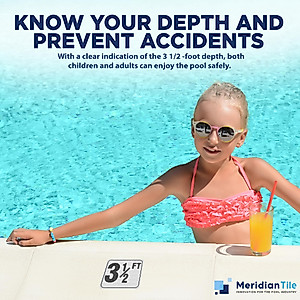 Aquatic Custom Tile, 3 1/2FT Pool Depth Markers, 6x6 Inches Vinyl Pool Stickers, Swimming Pool Number Markers, Pool Safety Signage, Adhesive Pool Depth Markers Stickers for Decks, Made in USA