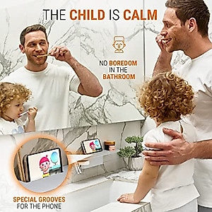 KUKAKETA Bathroom Organizer Shelf with Toothbrush Holders, Soap Dish, Shower Caddy Bathroom Shelves Wall Mounted Shower Shelf Space Saver Bathroom Storage - Adhesive or Drilling (white - light gray)