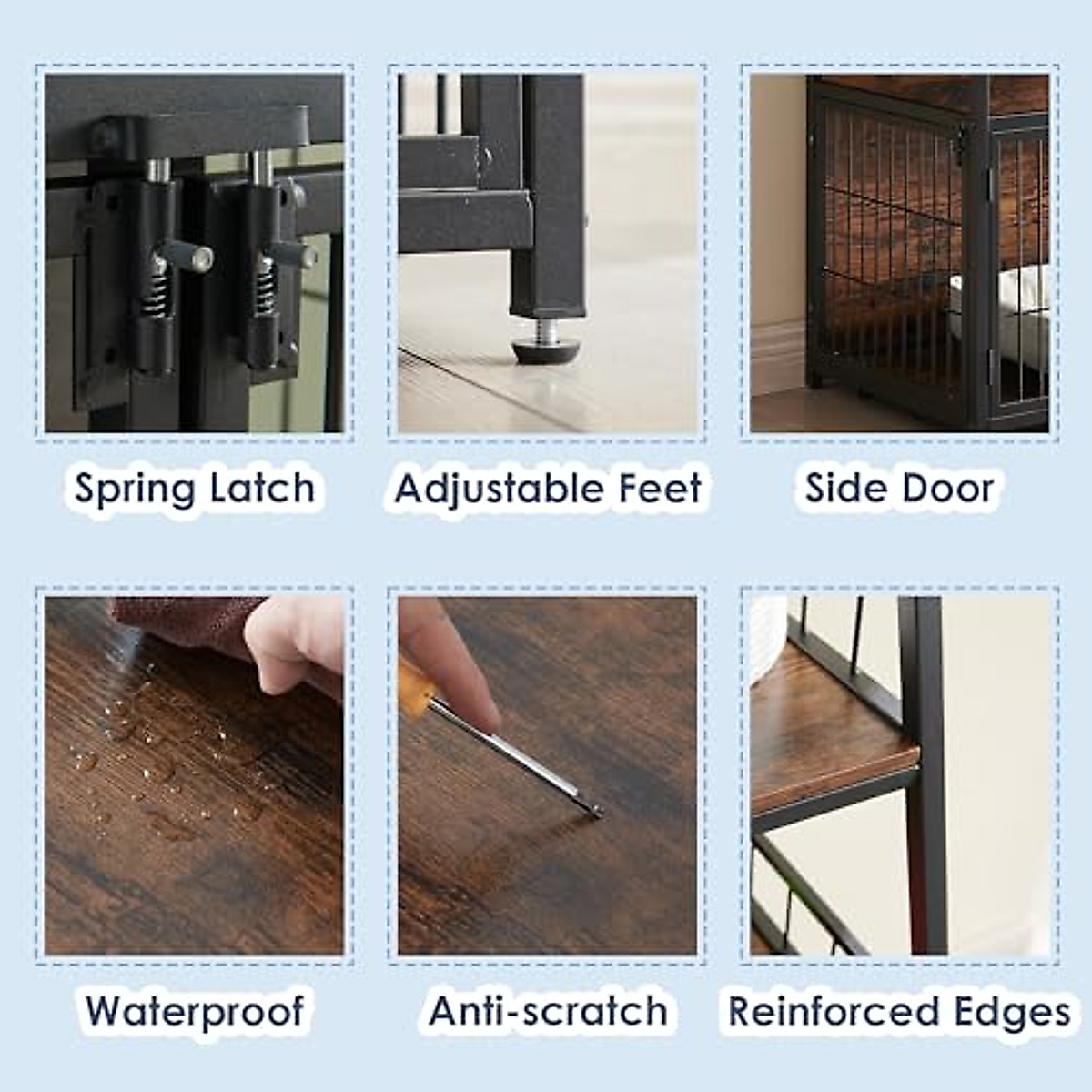 Sufulaa Furniture Style Dog Crate for Small Dog, Heavy Duty Anti-Chew Dog Kennel Furniture with 3 Doors, Wooden Decorative Indoor Basic Dog Cage with 3-Layer Storage Shelves