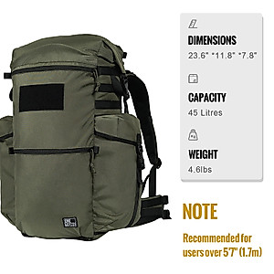 OneTigris WILD ROCKET 45L Backpack - Durable 500D Cordura Nylon ALICE Pack, Hiking Daypack for Outdoor Adventures