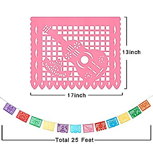 Mexican Party Banners - 4 Pack Papel Picado Banner Cino de Mayo Fiesta Party Decorations, Dia De Los Muertos Day of The Dead Decor Flag