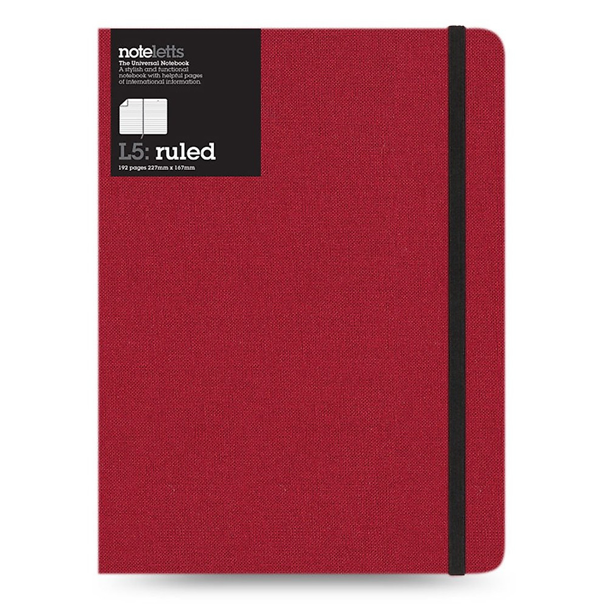 Letts Noteletts Universal Notebook, Large Ruled Burgundy, 8.87 x 6.5 Inches, 192 Pages (LEN5RBY)