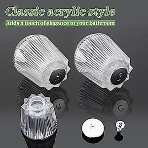 Shower Knob Replacement Compatible with Price Pfister Contessa & Windsor Tub and Shower Faucet Shower Knobs, Shower Knobs 2 Piece Replacement for Pfister Shower Handle Replacement, Clear Acrylic