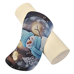 xigua Blue Snowman Neck Roll Pillow for Neck Relief with Removable Washable Cover - Memory Foam Round Cylinder Bolster, Ergonomically Designed for Head, Neck, Back, and Legs