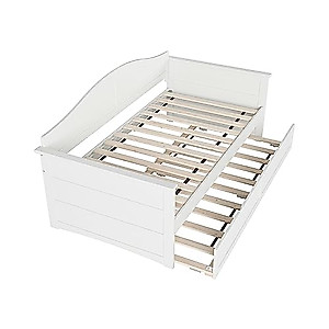 AFI, Acadia Twin Size Wood Daybed Frame with Twin Trundle, White