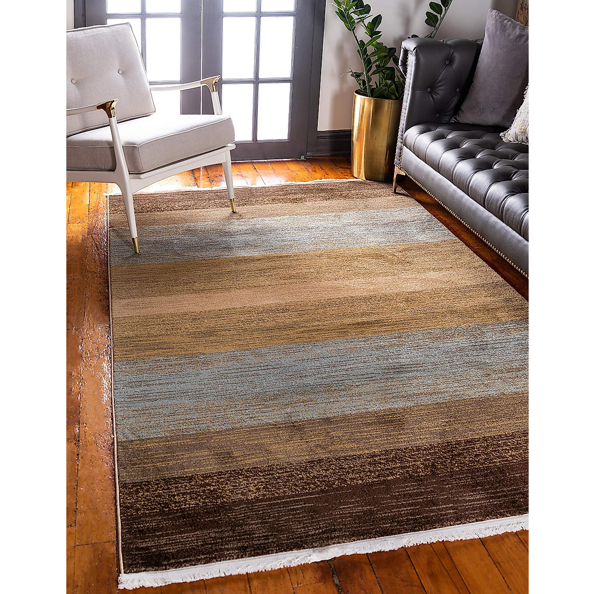 Unique Loom Fars Collection Area Rug - Manila (6' 1" x 9' Rectangle, Multi/ Light Brown)