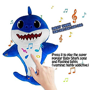 Shark Plush Baby Toy Singing Shark Toys Song for Children's Soft Stuffed Animal Doll (Blue)