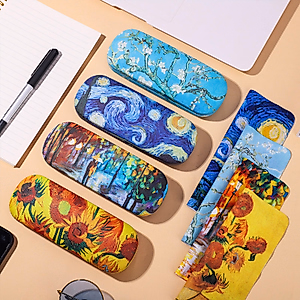 QSCFKL 4Pack Hard Shell Eyeglasses Case, Eye Glass Cases Womens Hard Shell With Cleaning Cloth Portable Eyewear Case for Women Men