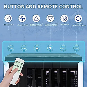 DENBIG Portable Air Conditioner for Room up to 350 sq.ft, 8,000 BTU A/C Unit with Dehumidifier and Cooling Fan with 2 Speeds, 24-Hour Timer, Sleep Mode, Remote Control, Window Installation Kit