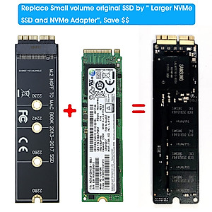 RIITOP M.2 NVMe SSD to 12+16Pin Upgrade Adapter for MacBook Air (2013-2017 Year) A1465 A1466 and Mac Pro (Late 2013-2015 Year)