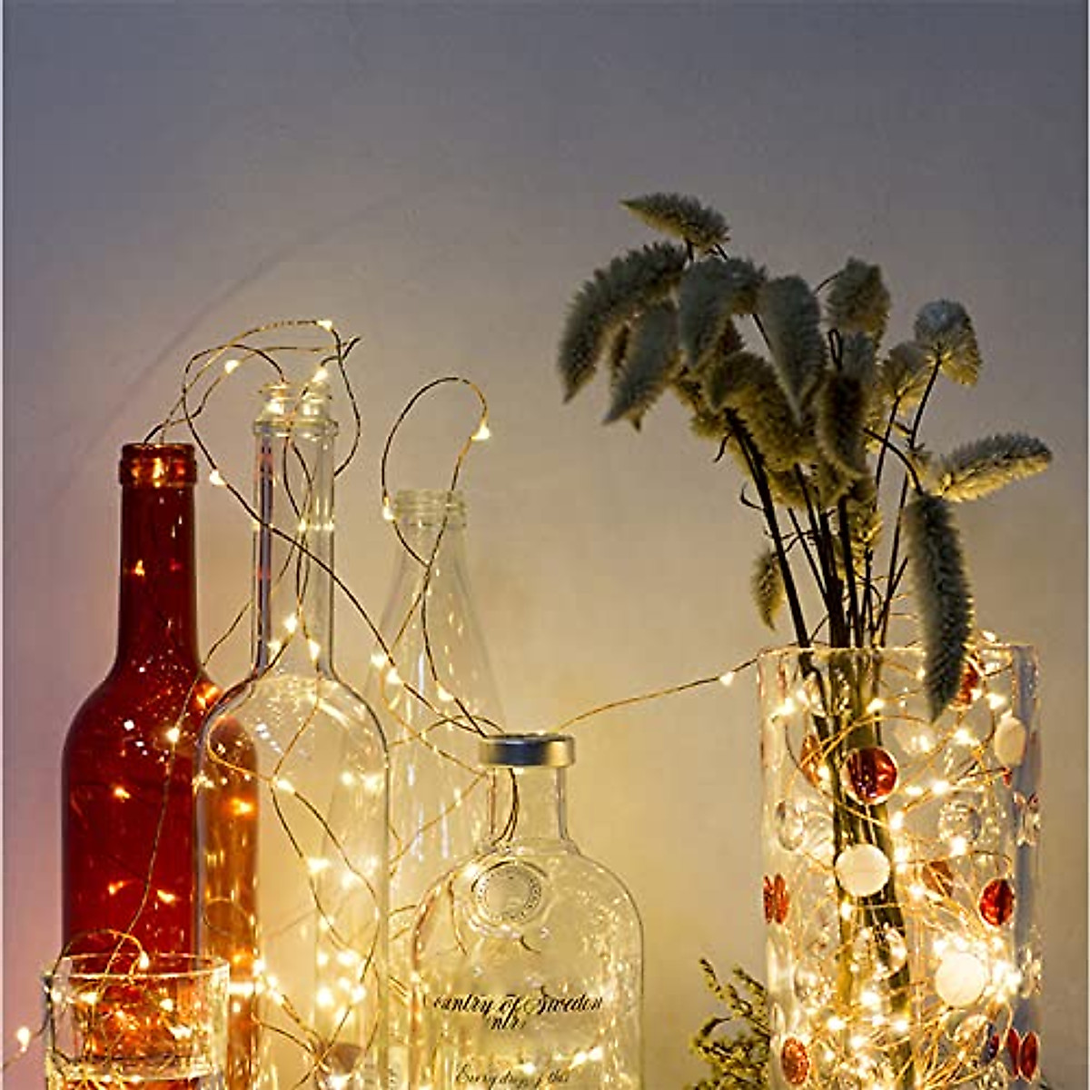 Fairy Lights Battery Operated, 9.8Ft 30 LED Copper Wire Lights Starry String Lights Waterproof for Mason Jars Wedding Centerpiece Party Christmas Table Decor, Warm White, 8 Pack