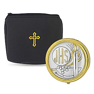 Venerare Genuine Leather Burse with Pyx (Small Pyx (6-Host Capacity), JHS First Communion)