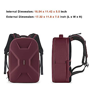 MOSISO Camera Backpack, DSLR/SLR/Mirrorless Photography Camera Bag 15-16 inch Waterproof Hardshell Case with Tripod Holder&Laptop Compartment Compatible with Canon/Nikon/Sony, Wine Red