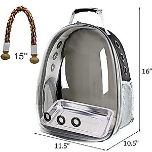 Bird Carrier Cage, Bird Travel Backpack with Stainless Steel Tray and Standing Perch