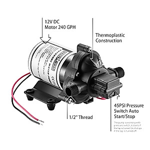 WASSERMANN RV Pump, 12V Self-priming RV Water Pressure Pump 4.0GPM 45PSI with Pressure Switch, for RV Marine Camping Yacht Garden