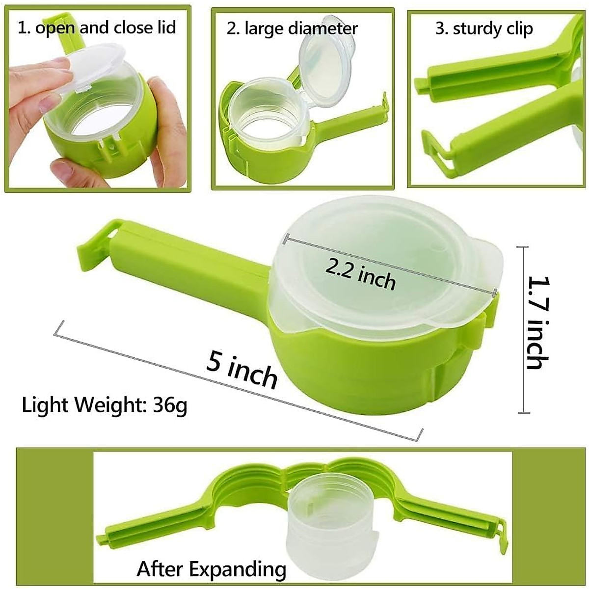 PodaFu 4PCS Bag Clips with Pour Spout, Sealing Clips with Pouring Spouts, Great for Organizing and Storing Food in the Kitchen (4 Colors)