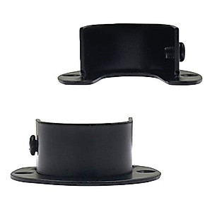 Seimneire 2pcs Heavy Duty Stainless Steel Rod Socket, Wardrobe Bracket Flange Rod Holder Closet Rod End Supports Fit 1-1/3" Diameter, U Shaped - Black