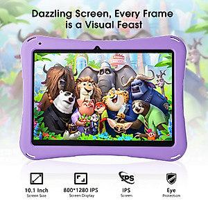 SGIN Tablet for Kids, 10 Inch Android 12 Kids Tablet with Kids Case, 2GB RAM 64GB ROM, 5000mAh, 1280 * 800 Display, Dual Camera, WiFi, Educational Games, Blue Butterfly Handle
