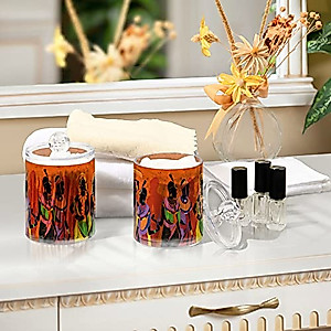 African Women 2 Pcs Qtip Holder People Of South Africa Organizer Dispenser Storage Canister Plastic Apothecary Jars Bathroom Vanity for Cotton Swab Ball Pads Floss